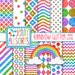 Rainbow Patterns Glitter Digital Papers, Glitter Rainbow Clipart ...