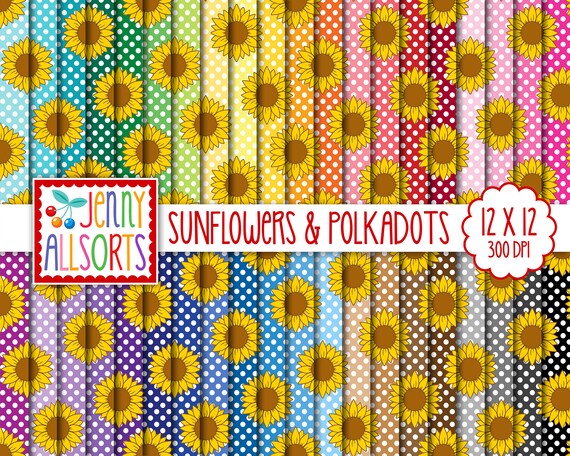 Sunflowers Digital Paper Pack 12x12 40 Color Bundle Printable | Etsy