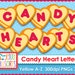 Candy Hearts Alphabet Clipart - Valentine Letters, Yellow Digital ...