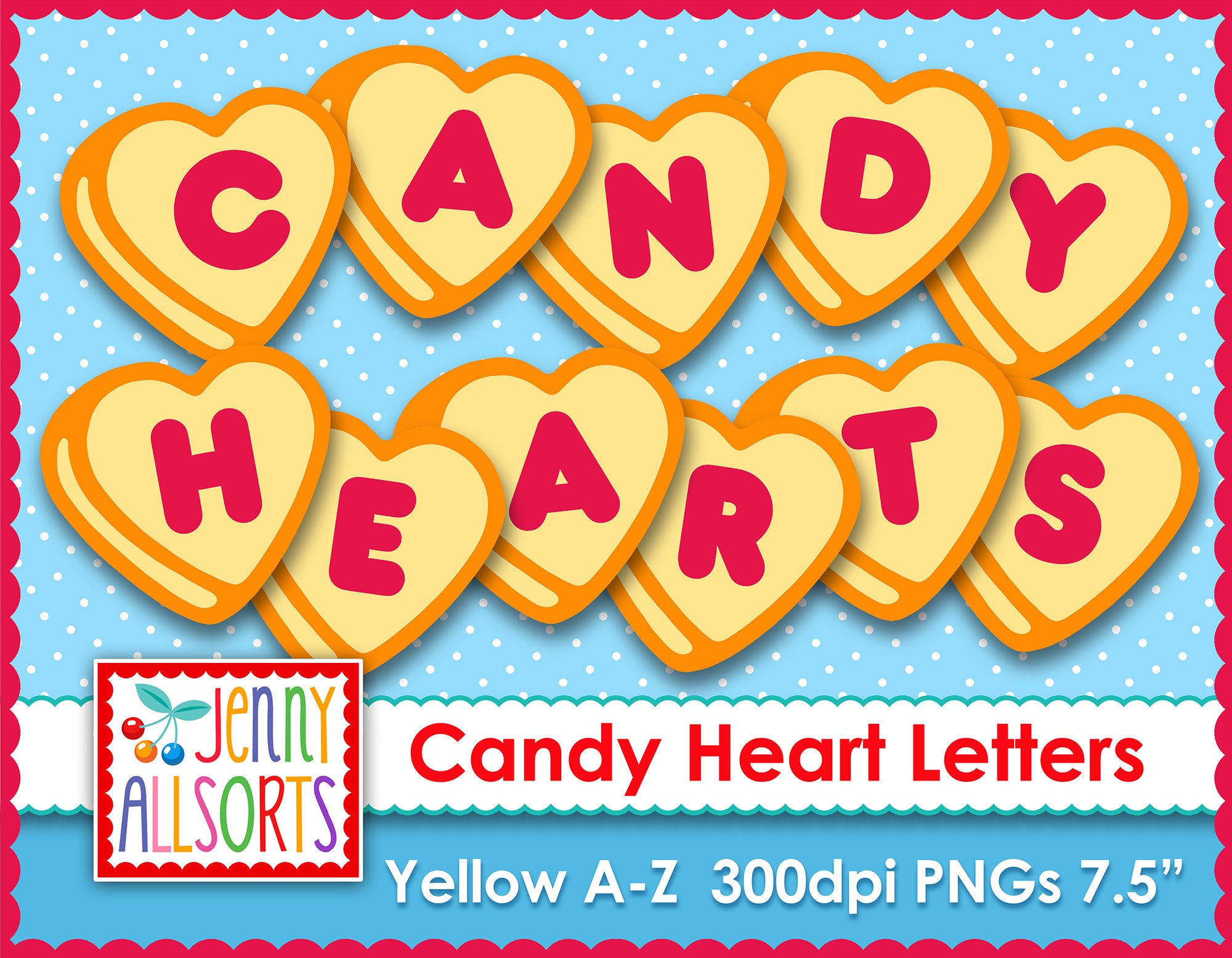 Candy Hearts Alphabet Clipart Valentine Letters Yellow - Etsy