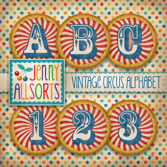 Vintage Circus Alphabet Clipart 6 Inch Digital Circus | Etsy