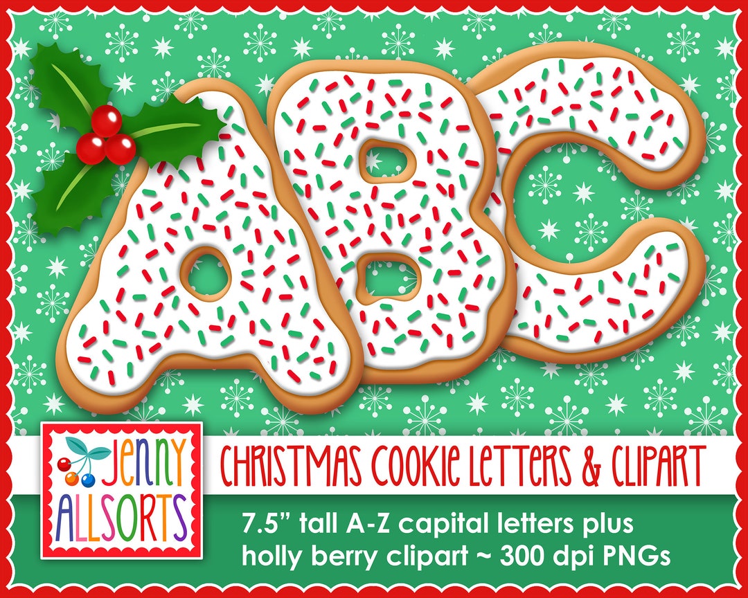 Christmas Cookie Alphabet Digital Clipart - Digital Holiday Sprinkles ...