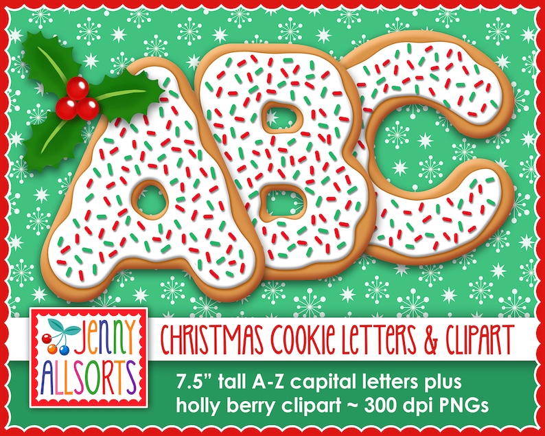 Christmas Cookie Alphabet Digital Clipart Digital Holiday - Etsy