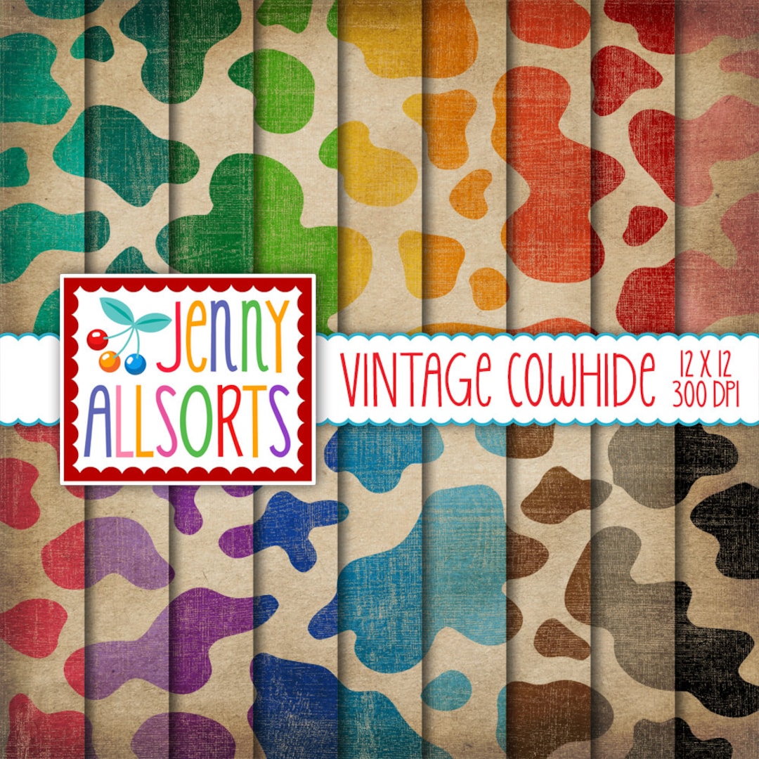 Vintage Cowhide Digital Design Papers - Worn Cowhide Texture, Vintage ...