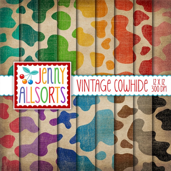 Vintage Cowhide Digital Design Papers Worn Cowhide Texture | Etsy