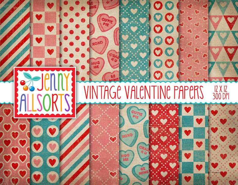Vintage Valentine Digital Paper Printable Vintage Valentine - Etsy Canada