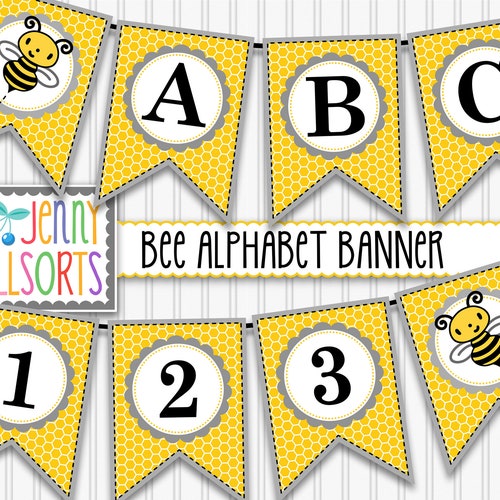 Printable Bee Banner Sign Pennants Digital Honey Bee - Etsy