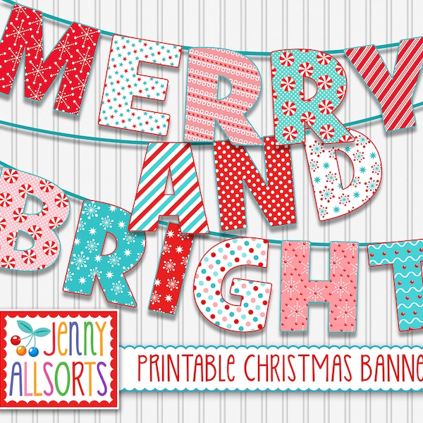 Merry and Bright Banner - Etsy