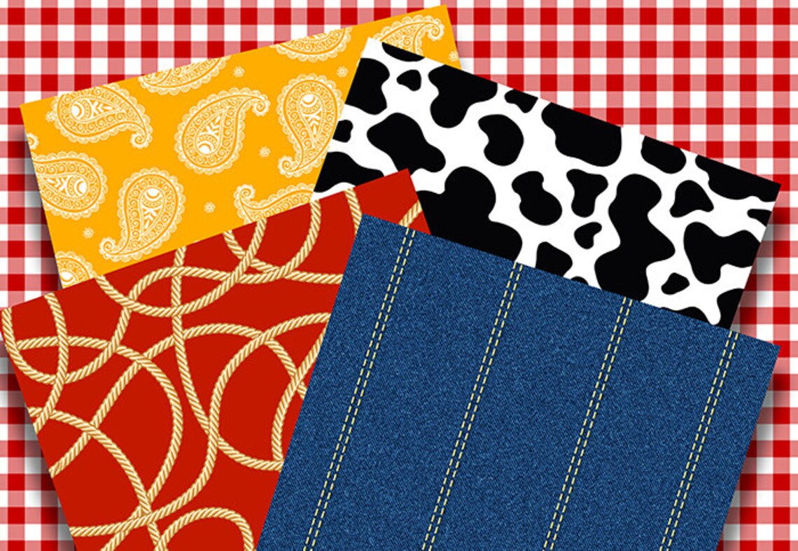 Western Cowboy Digital Paper Pack - Cowboy Party Paper - Printable ...