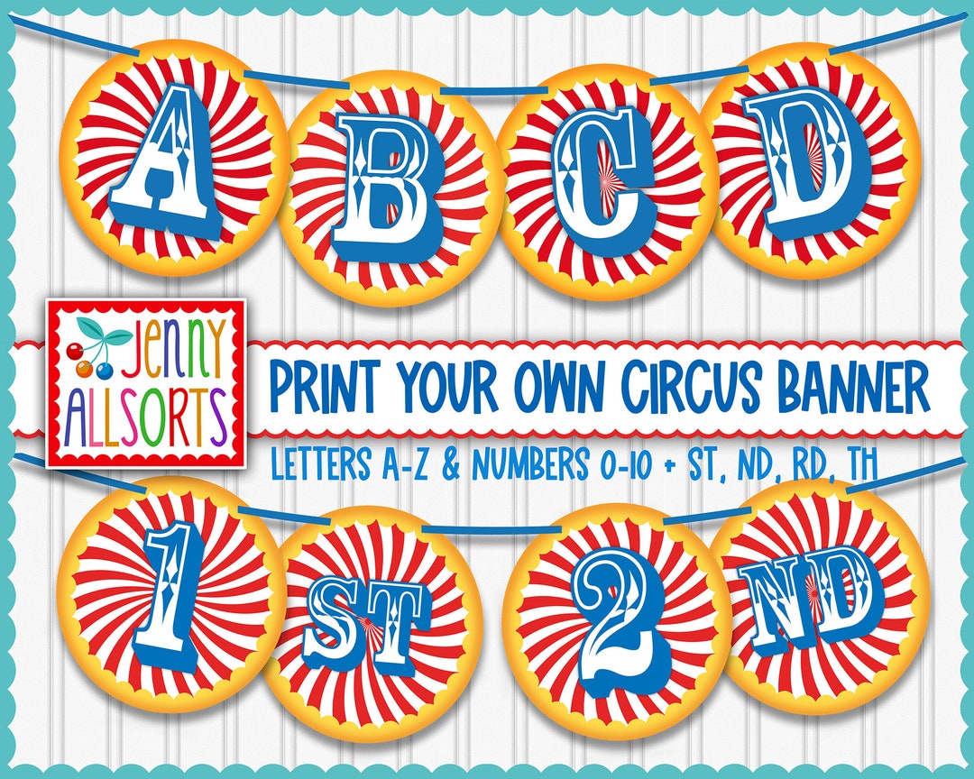 Printable Circus Banner - Digital Alphabet Circus Sign, DIY Printable ...