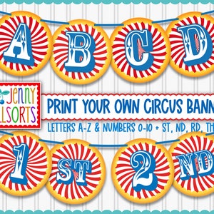 Printable Circus Banner - Digital Alphabet Circus Sign, DIY Printable ...