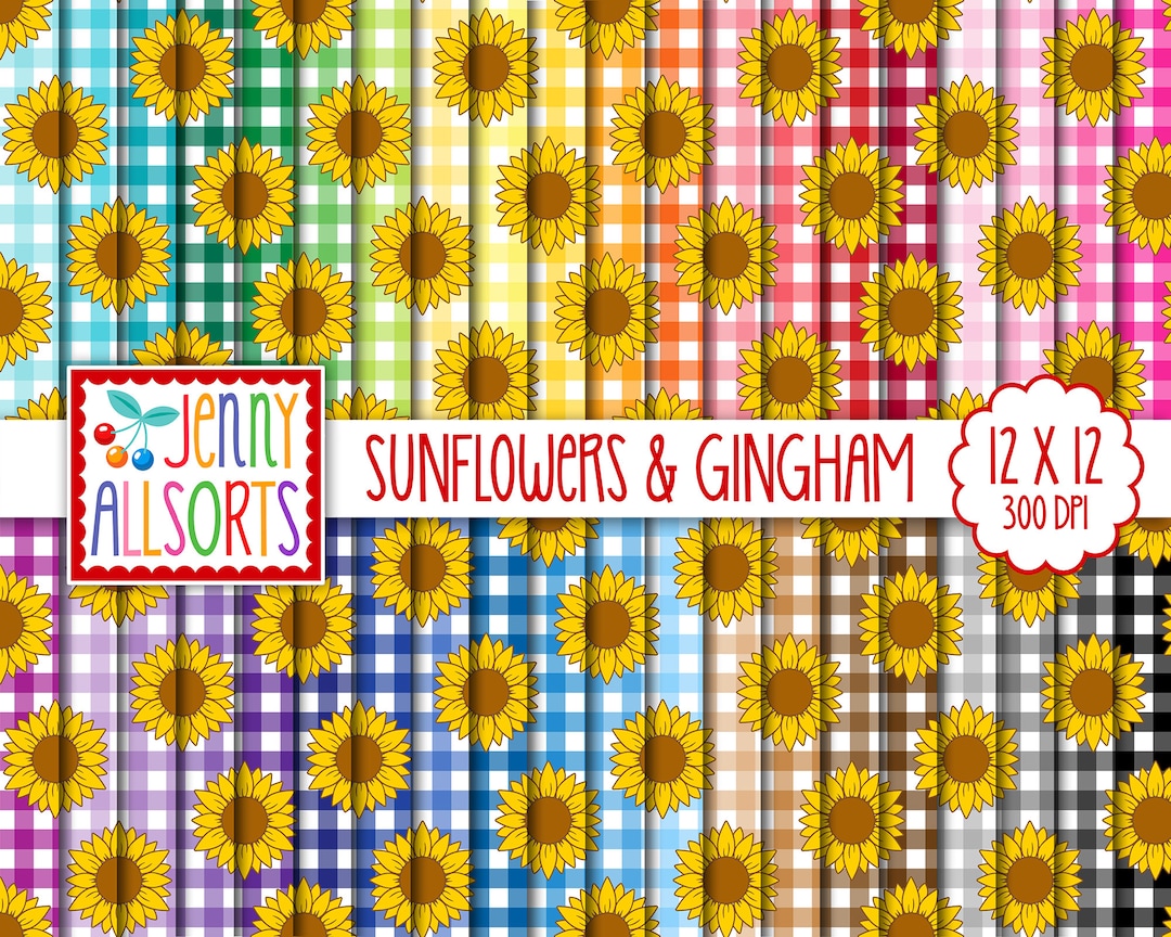 Sunflowers Digital Paper Pack 12x12 40 Color Bundle, Printable ...