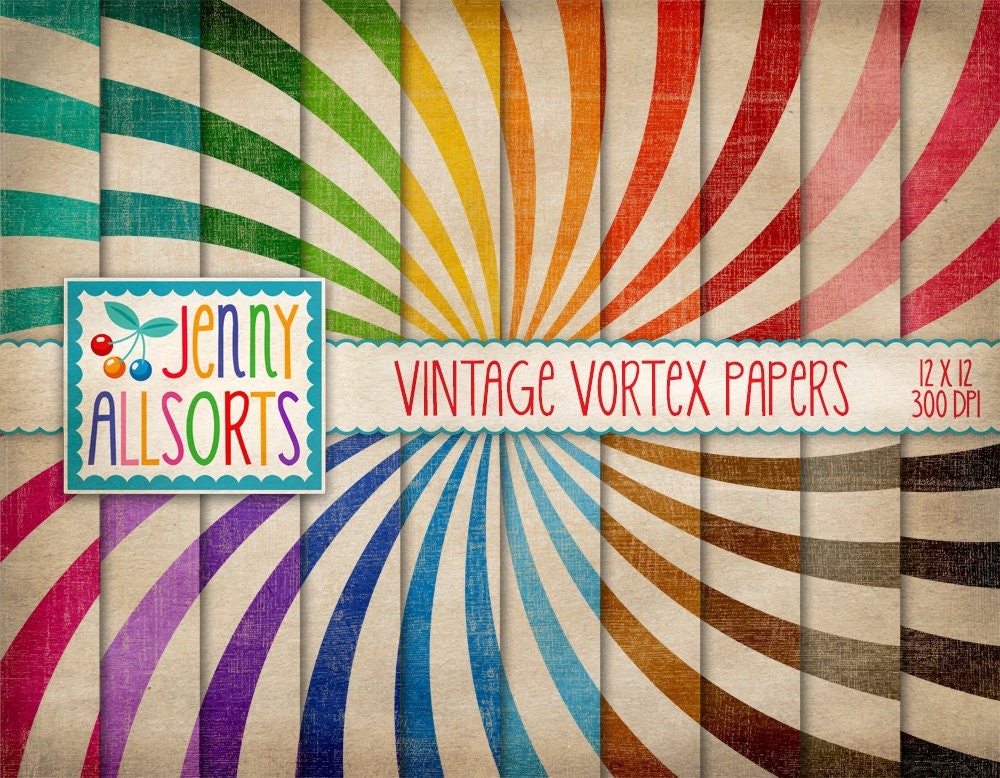 Vintage Vortex Pattern Digital Paper Pack - Texture Swirl Design ...