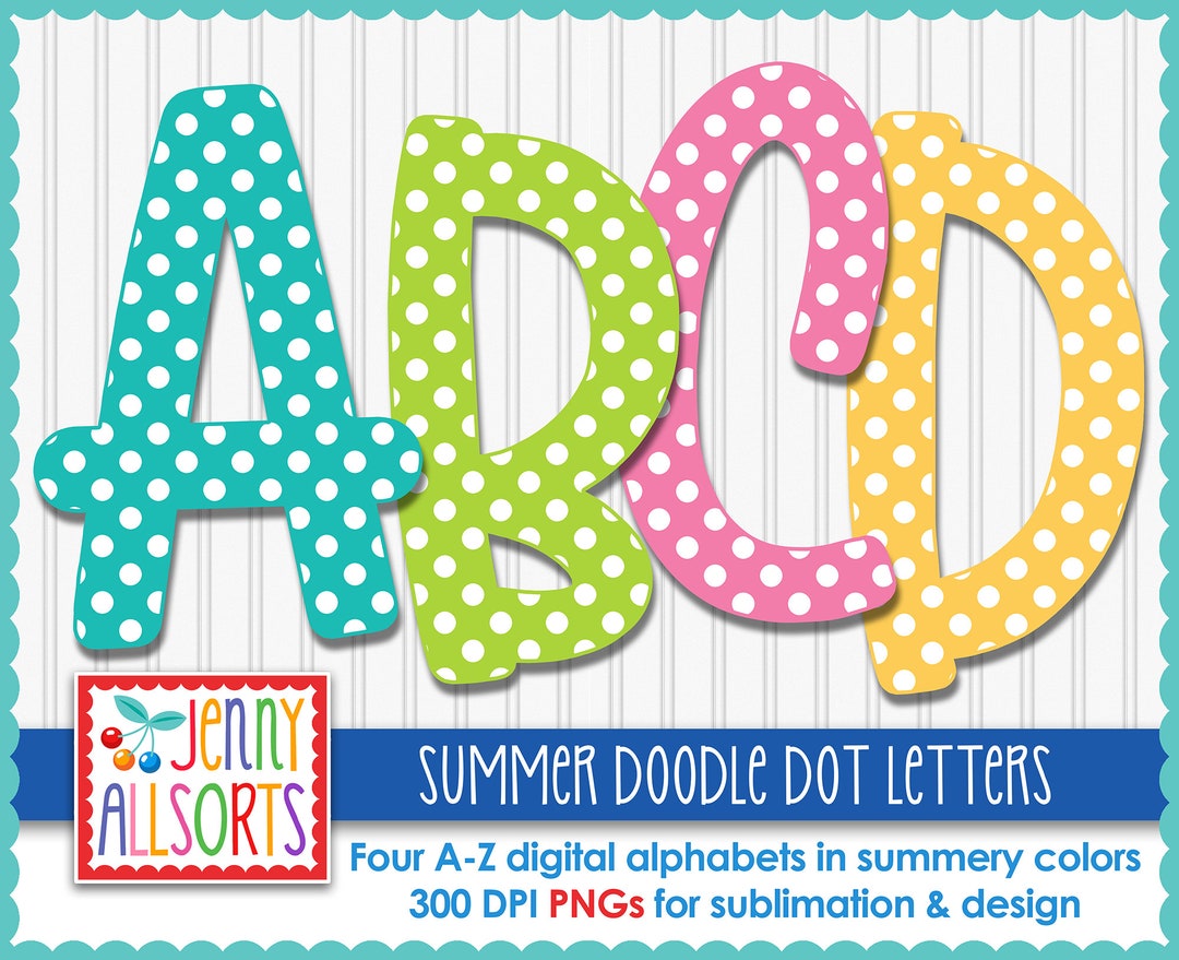 Summer Colors 4-alphabet Bundle for Sublimation & Design, Bright ...