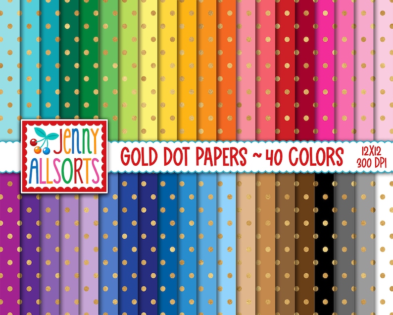 Gold Dots Digital Paper Pack 40 Color Bundle Instant - Etsy