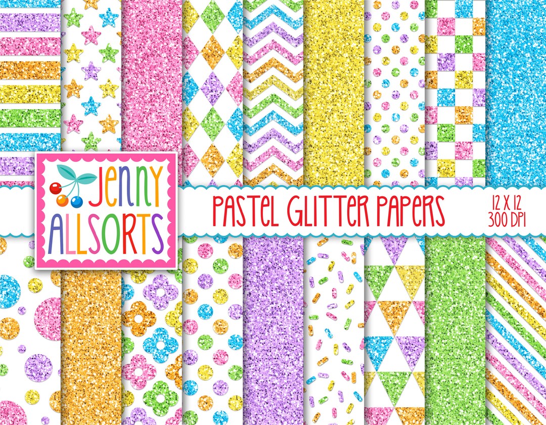 Pastel Glitter Digital Papers, Glitter Pastel Clipart, Candy Color ...
