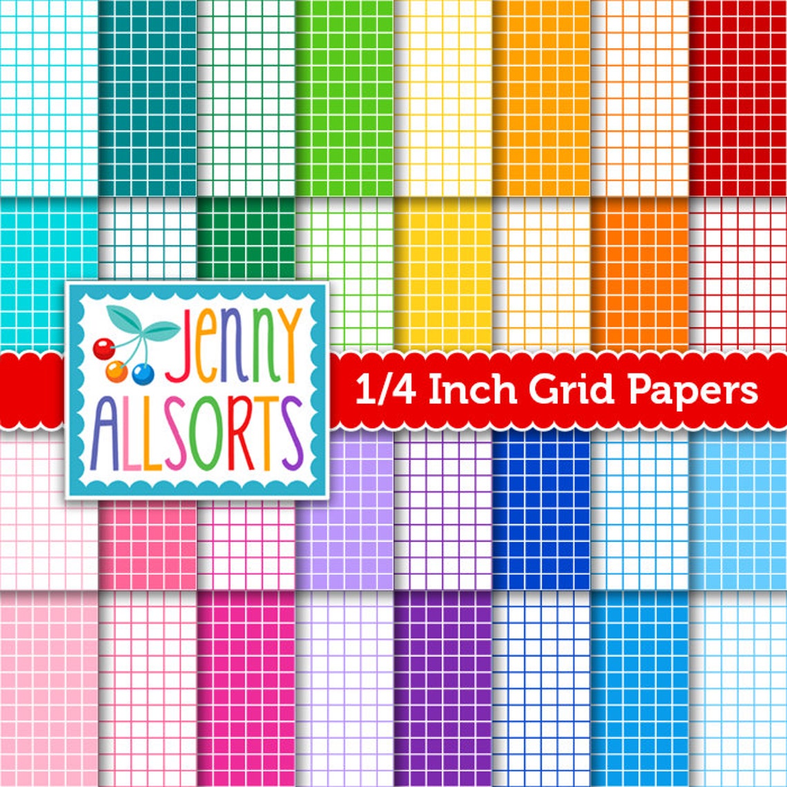 Quarter Inch Grid Digital Paper Mega Pack 32 Sheets Digital - Etsy