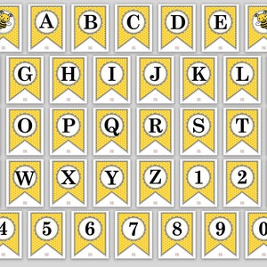 Printable Bee Banner Sign Pennants - Digital Honey Bee Alphabet Letters ...