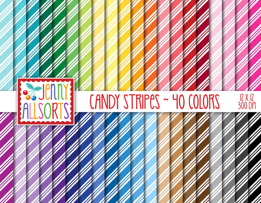 Candy Stripe Digital Paper Pack 40 Color Bundle Seamless - Etsy
