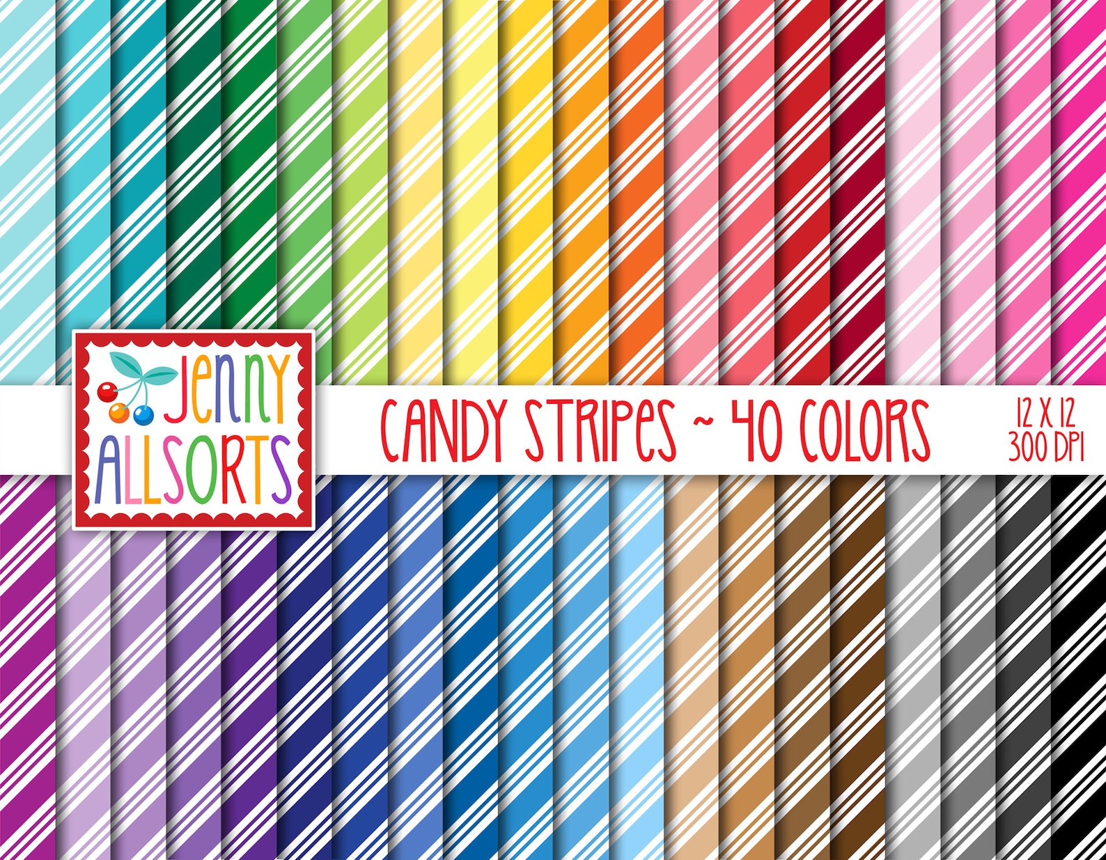 Candy Stripe Digital Paper Pack 40 Color Bundle Seamless - Etsy