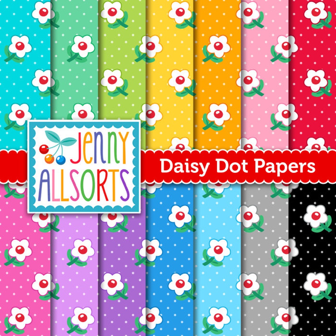 Daisy Dot Digital Printable Papers - Scrapbook Papercraft - Instant ...