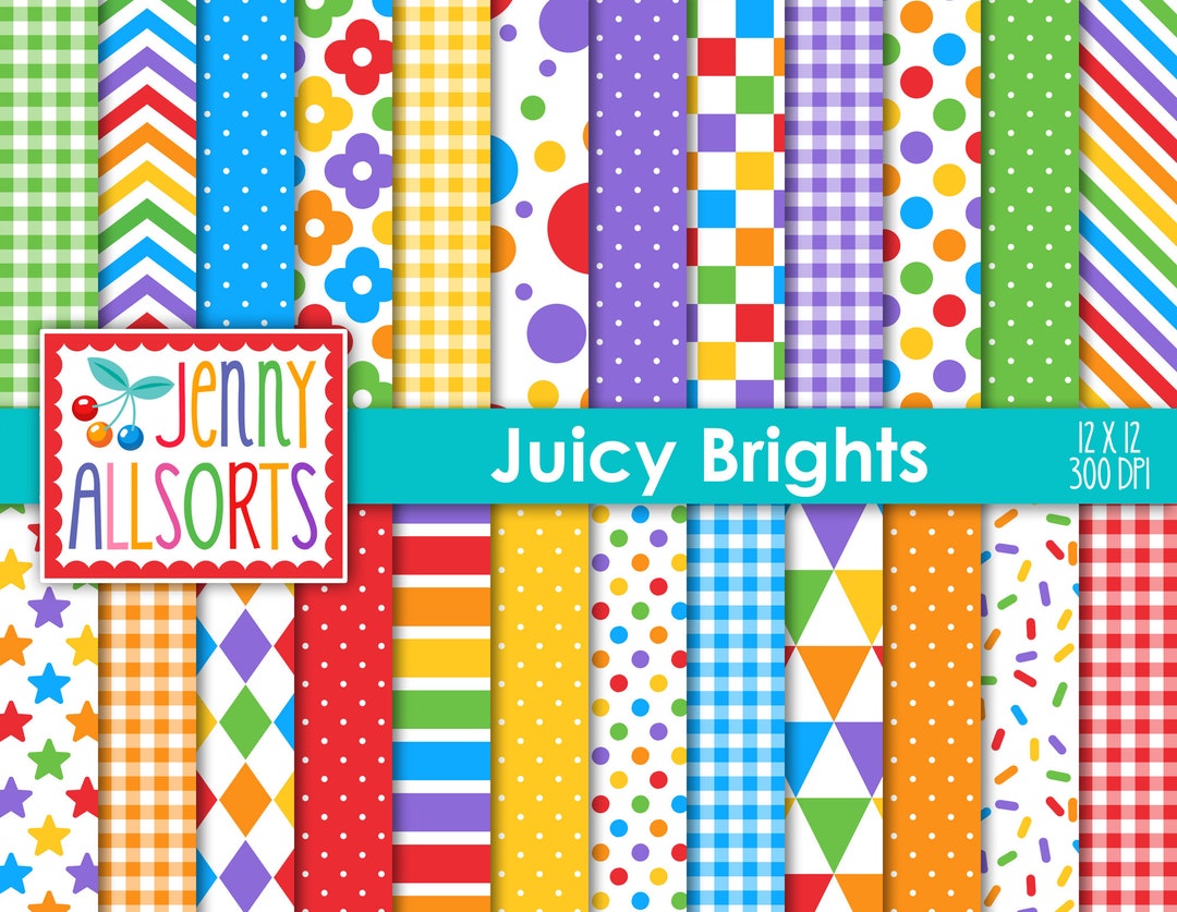 Juicy Bright Colors Digital Paper Pack - Printable Graphic Designs, Red ...