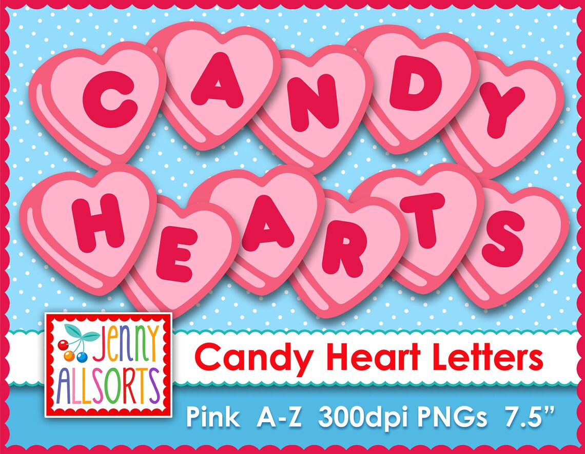 Candy Hearts Alphabet Clipart - Valentine Letters, Pink Digital ...