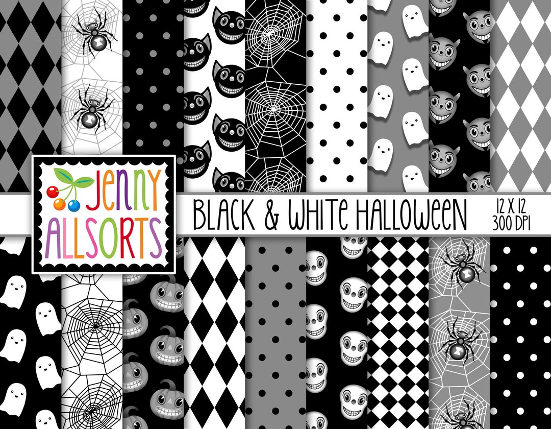 Black + White Halloween Digital Papers - Graphic Design Gothic ...