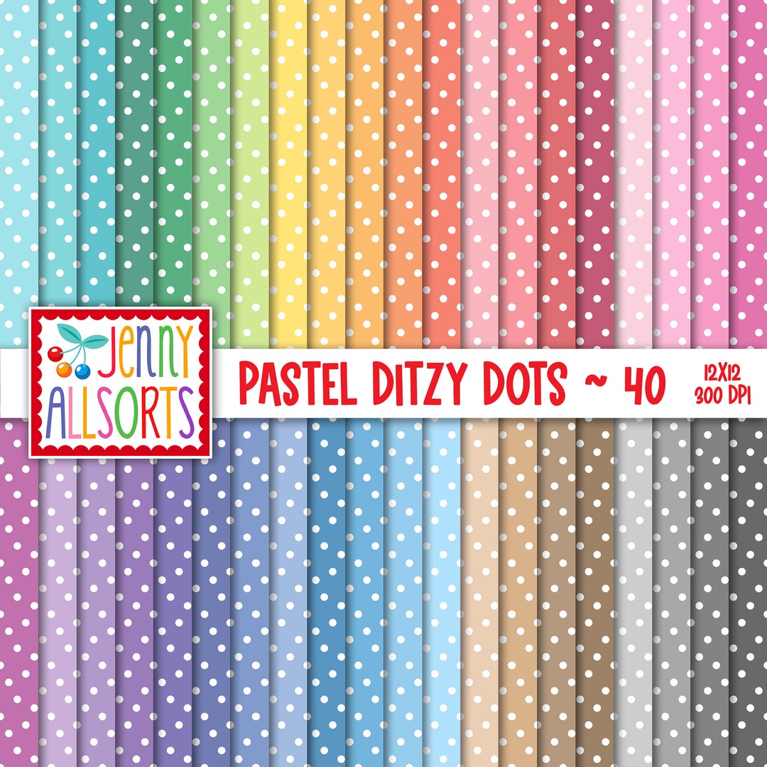 Pastel Ditzy Dot Digital Paper Pack - 40 Seamless Polka Dotted Sheets ...