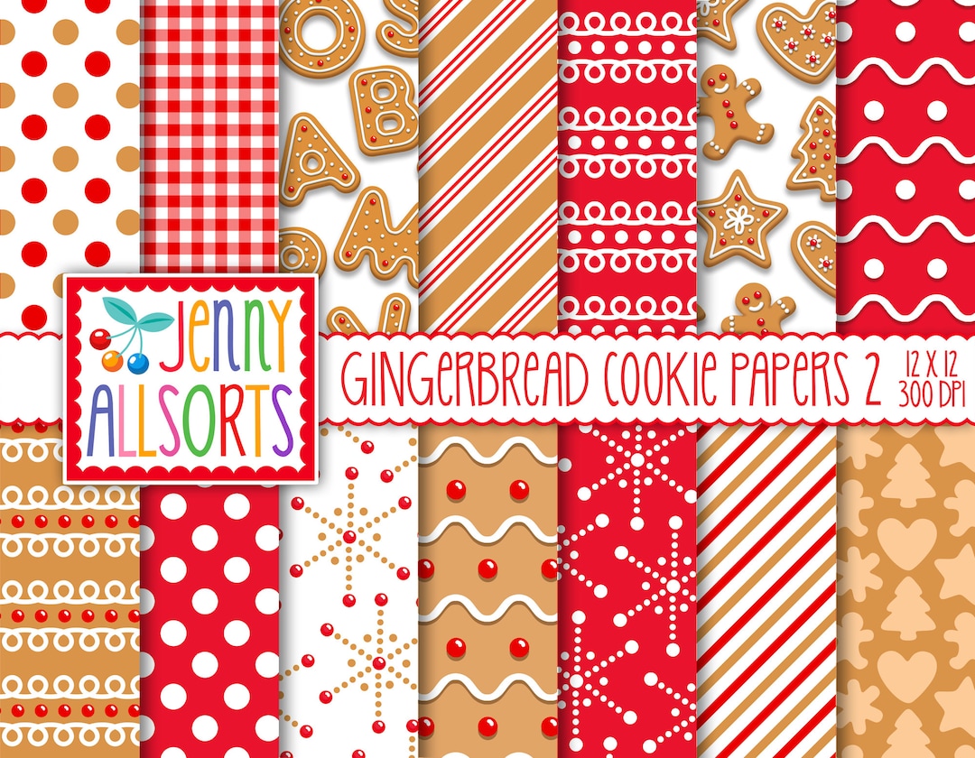 Gingerbread Digital Papers - Gingerbread Cookies Printable Christmas ...