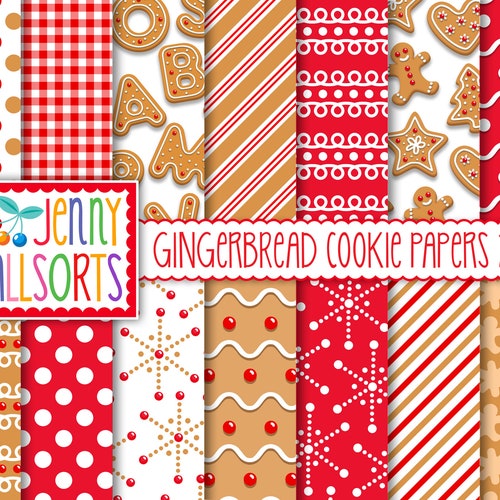 Gingerbread Digital Papers Gingerbread Cookies Printable - Etsy