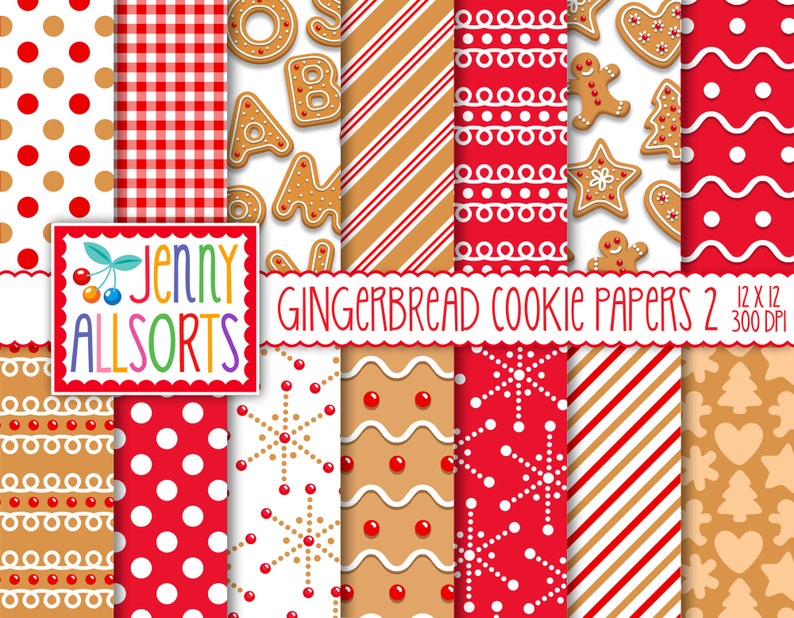 Gingerbread Digital Papers Gingerbread Cookies Printable | Etsy