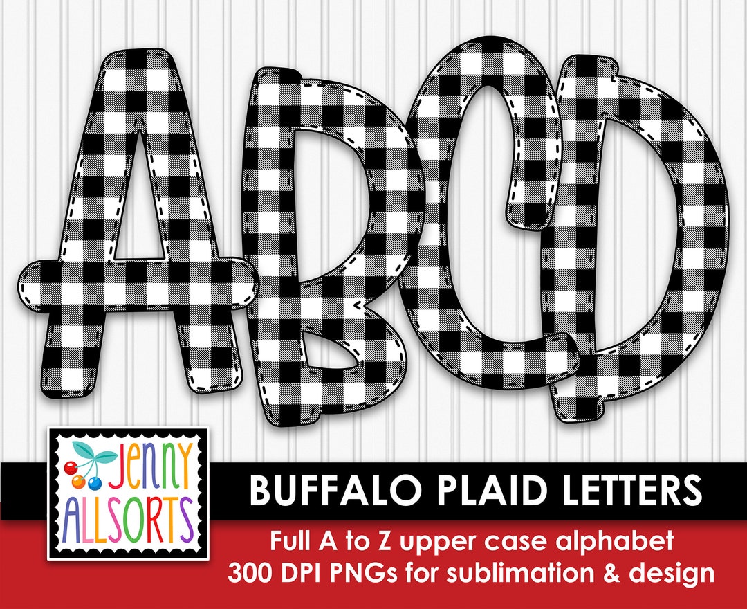 Buffalo Plaid Alphabet for Sublimation & Design, Buffalo Check Digital ...