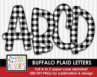Buffalo Plaid Alphabet for Sublimation & Design Buffalo Check | Etsy