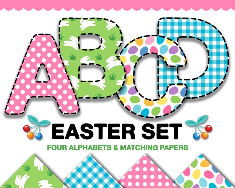 Easter Combo Set - Four Digital Alphabets + Matching Papers for ...