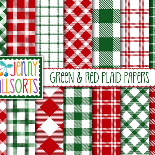 Red & White Digital Plaids Scrapbook Papers Red Buffalo - Etsy