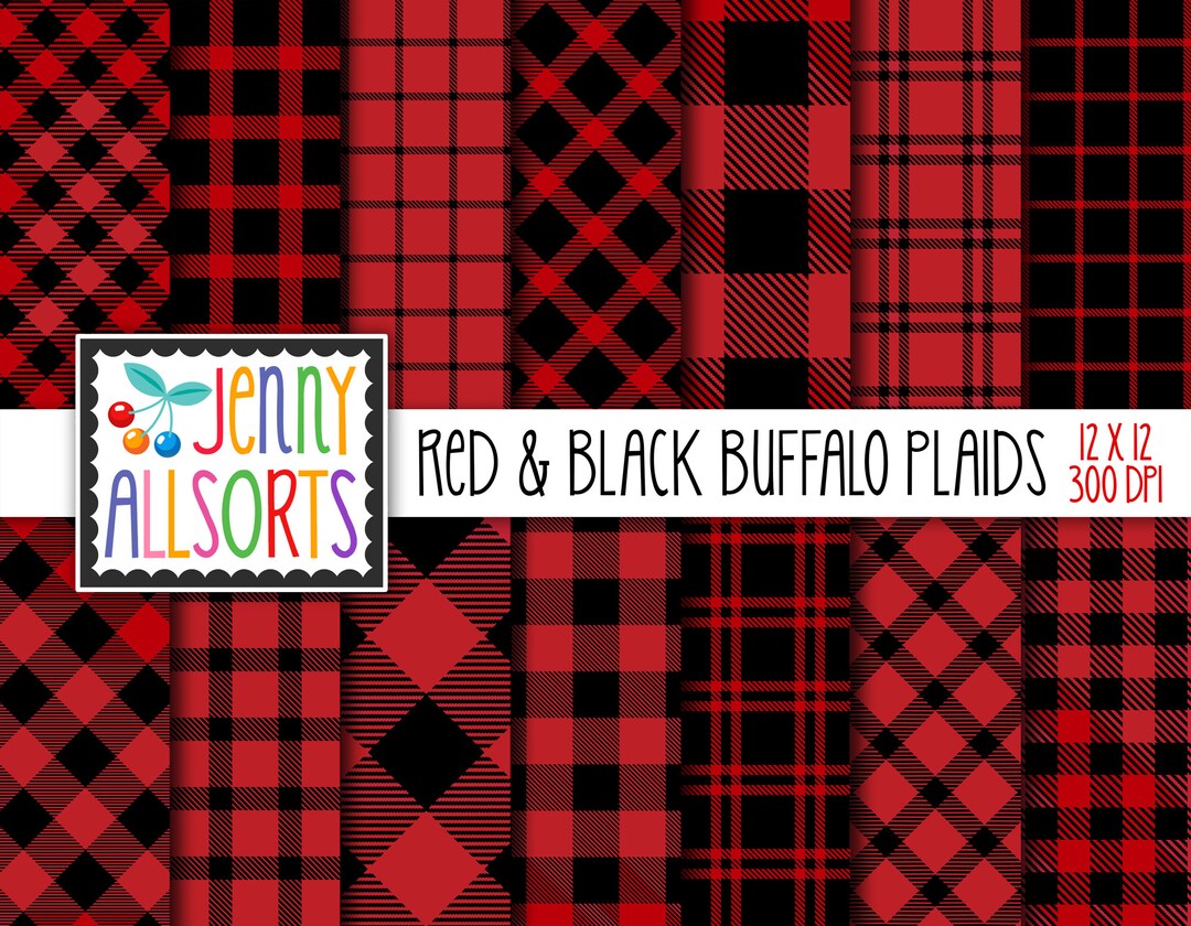 Red & Black Digital Plaids Scrapbook Papers - Red Buffalo Checks ...