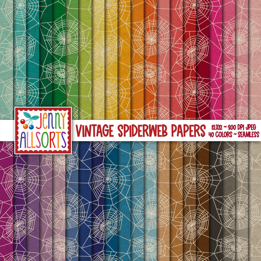 Vintage Spider Web Digital Design Paper - 40 Seamless Grunge Spiderweb ...