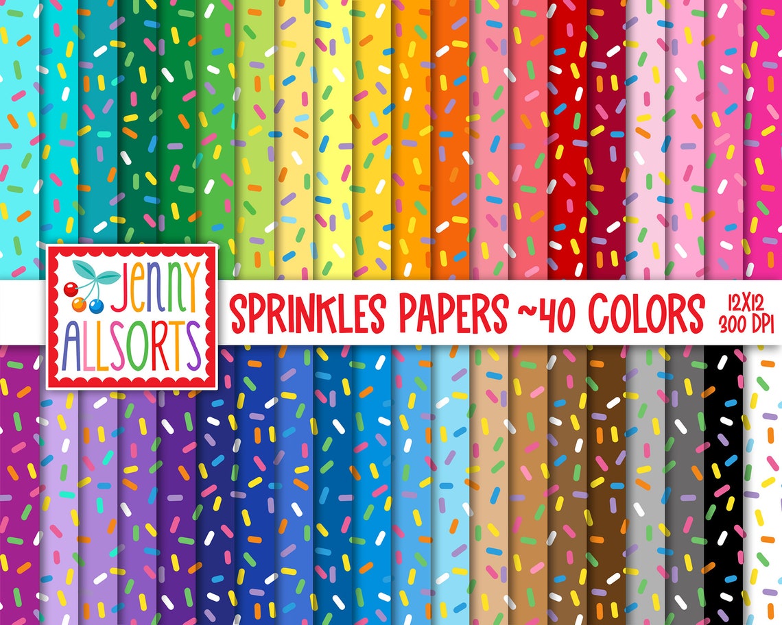 Sprinkles Digital Paper Pack 12x12 40 Color Bundle Printable - Etsy