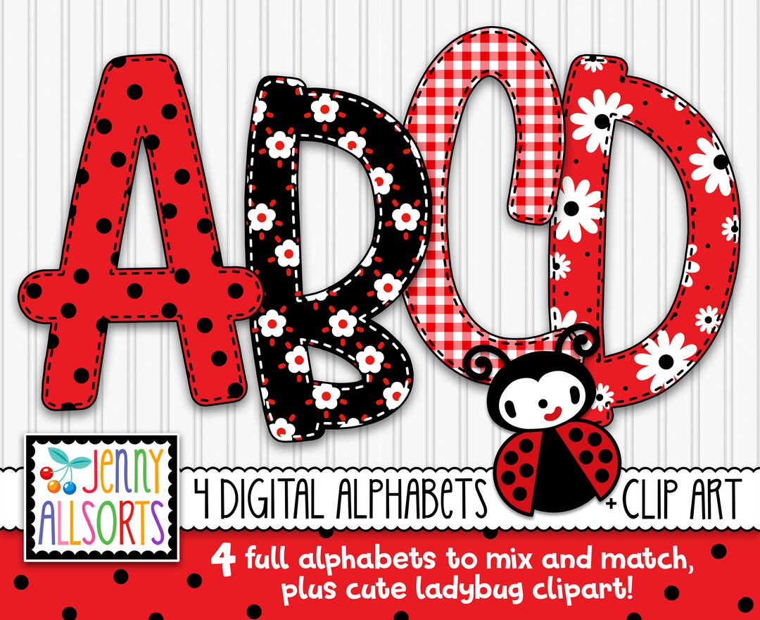 Ladybug 4-alphabet Bundle for Sublimation & Design, Cute Ladybug ...