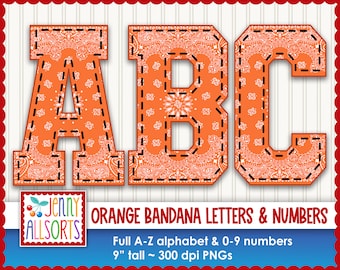 Red Bandana Letters & Numbers for Sublimation or Design, Stitch Bandana ...