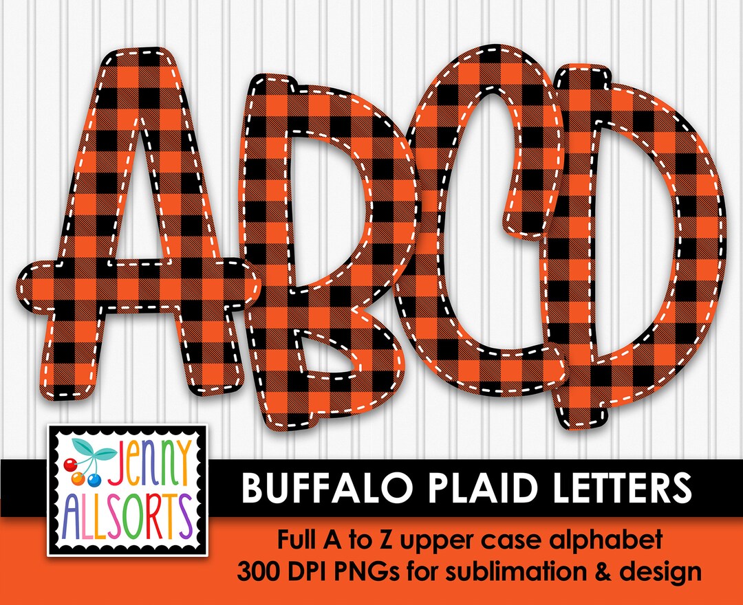 Buffalo Plaid Alphabet for Sublimation & Design, Buffalo Check Digital ...