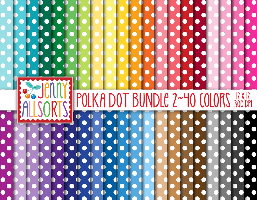 Polka Dots II Digital Paper Pack - 40 Colors, Bundle Download ...