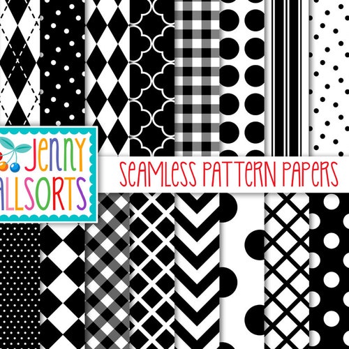 Black & White Patterns Geometric Modern 12 Digital Papers | Etsy