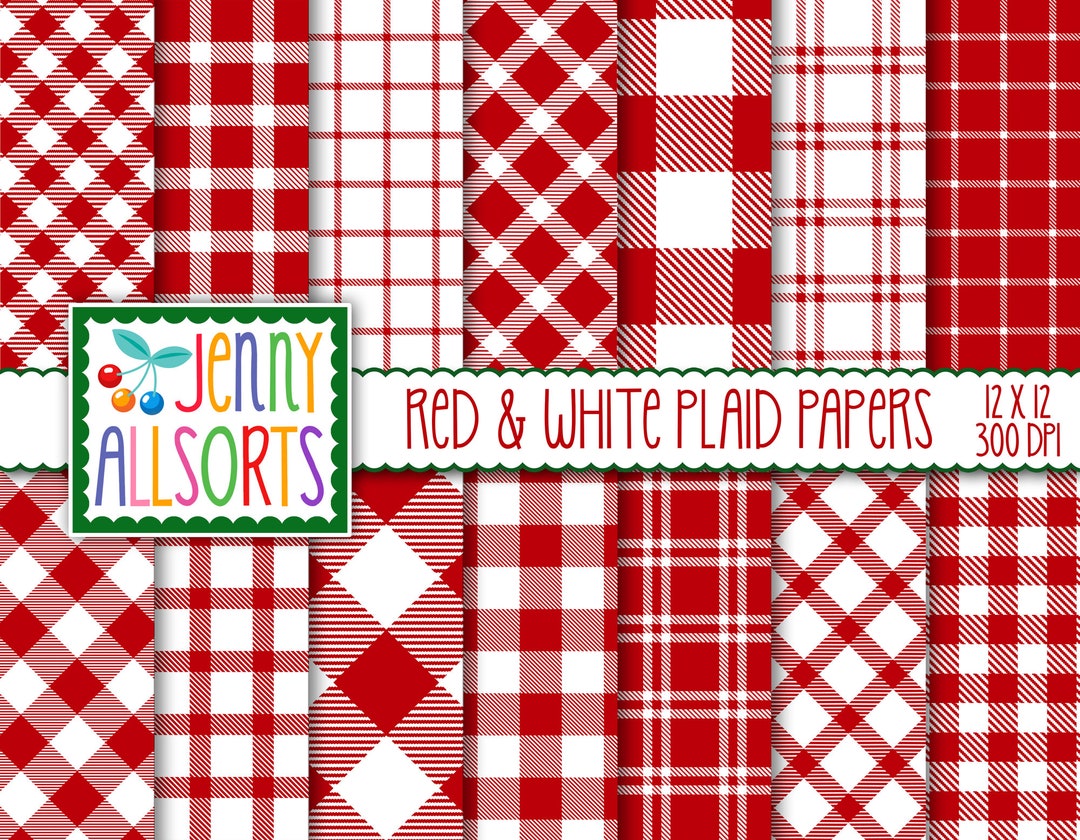Red & White Digital Plaids Scrapbook Papers - Red Buffalo Checks ...