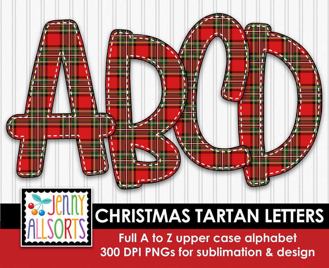 Christmas Tartan Alphabet for Sublimation & Design, Tartan Check ...