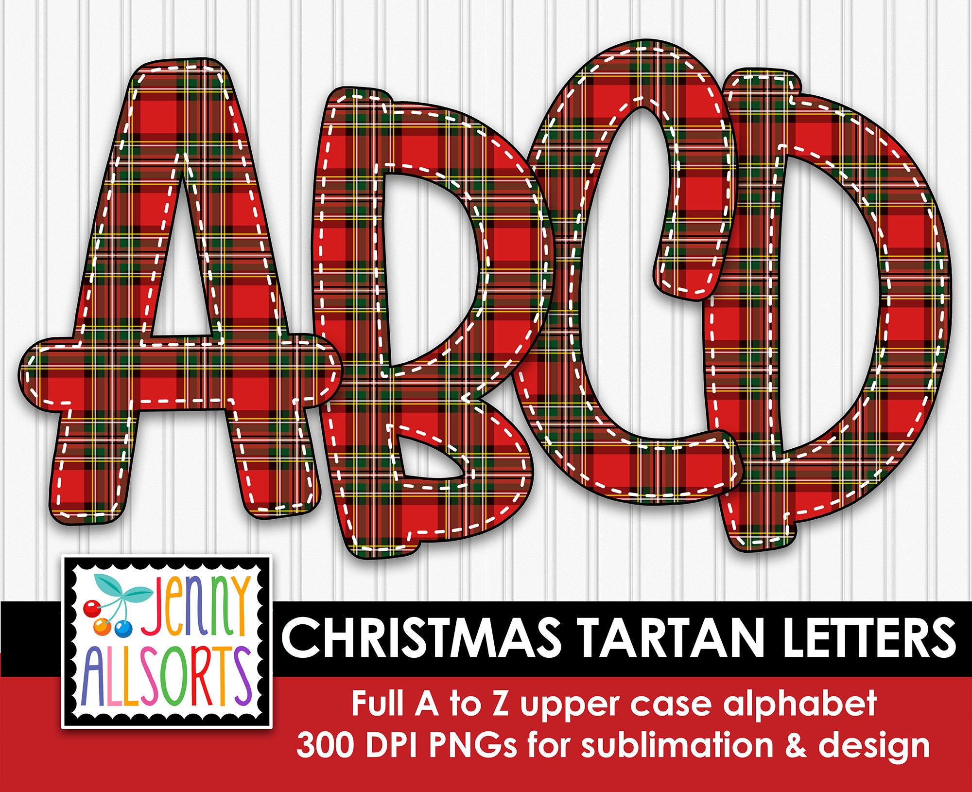 Christmas Tartan Alphabet for Sublimation & Design Tartan - Etsy