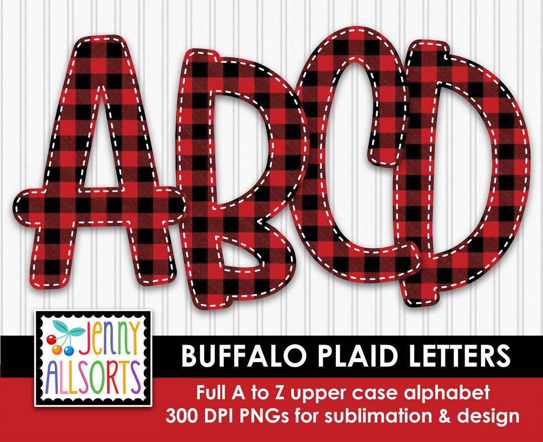 Buffalo Plaid Alphabet for Sublimation & Design, Buffalo Check Digital ...