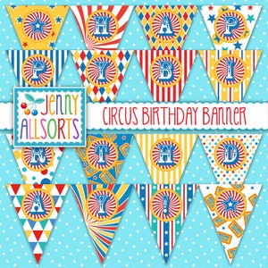 Printable Circus Birthday Banner - Digital Circus Birthday Bunting ...