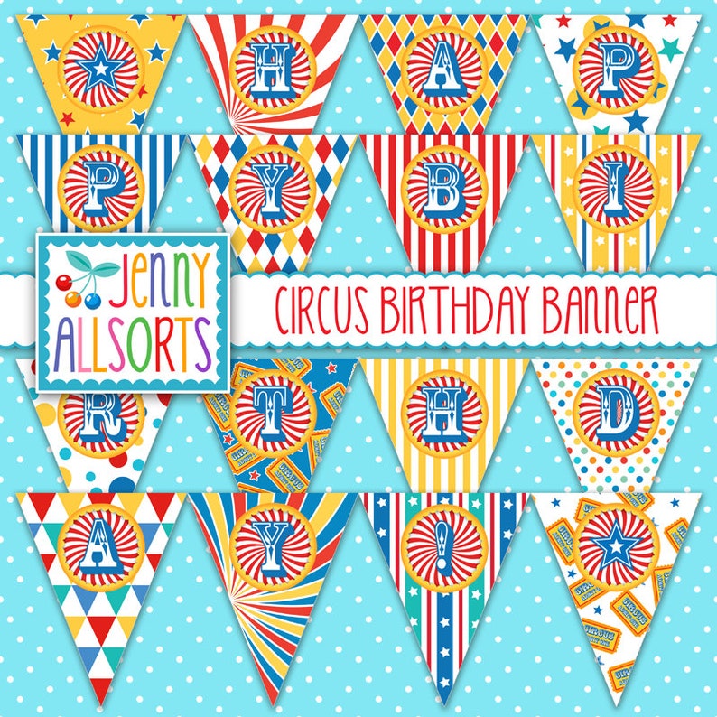 Printable Circus Birthday Banner Digital Circus Birthday - Etsy